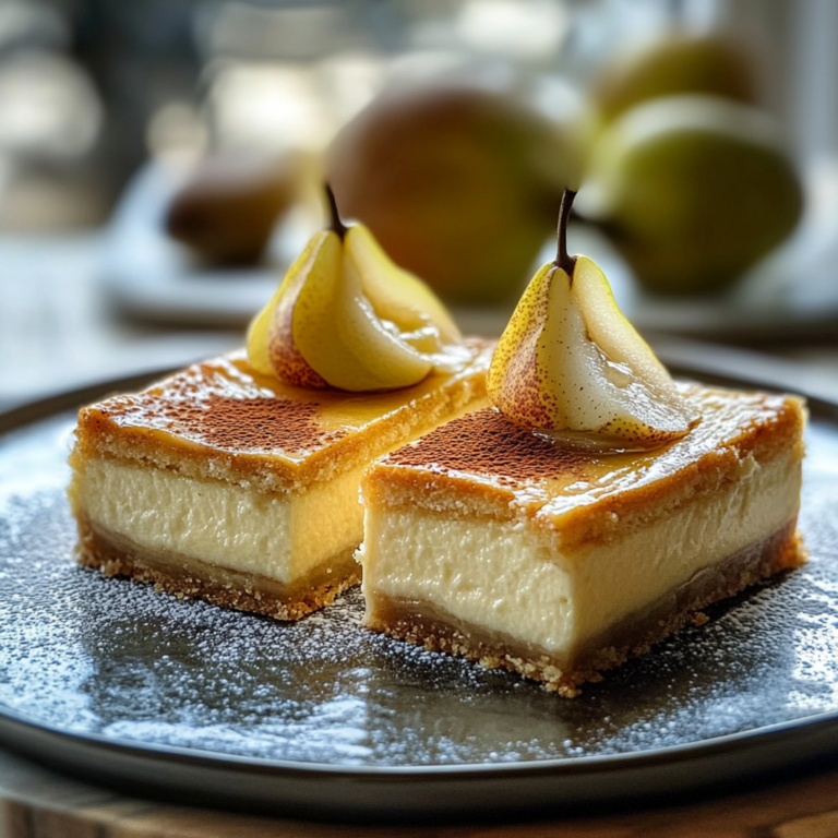 Pear Mousse Cheesecake Bars – Easy & Delicious Dessert Recipe