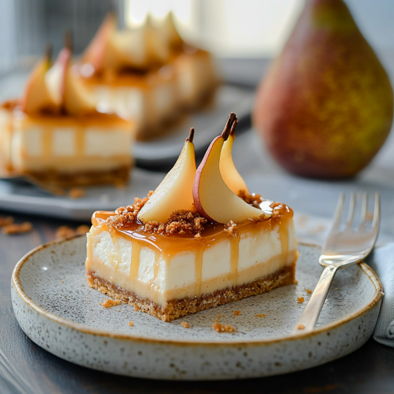 Pear Mousse Cheesecake Bars – Easy & Delicious Dessert Recipe
