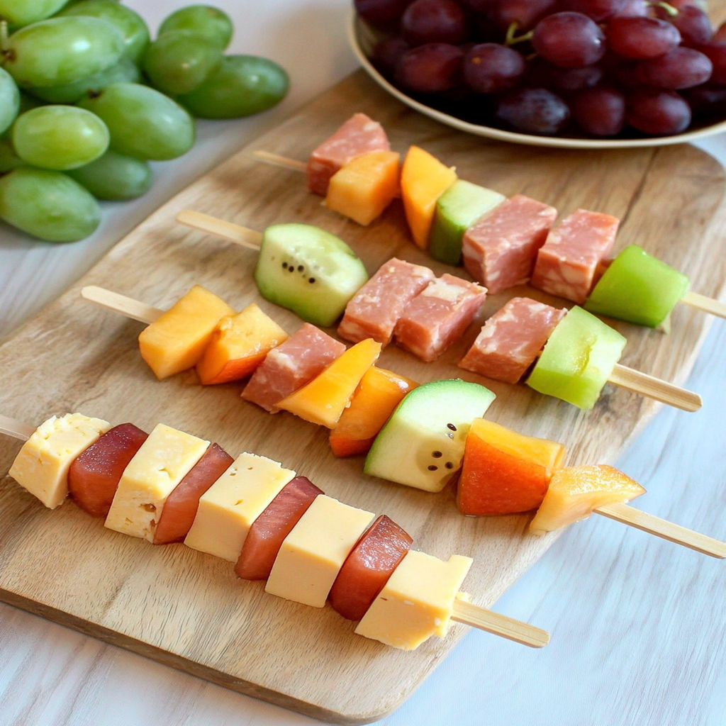 Lunch Box Cheese and Fruit Skewers