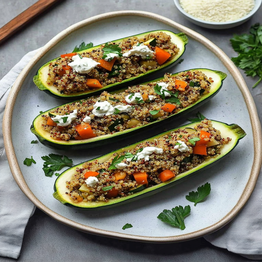 Stuffed Zucchini Boats with Quinoa