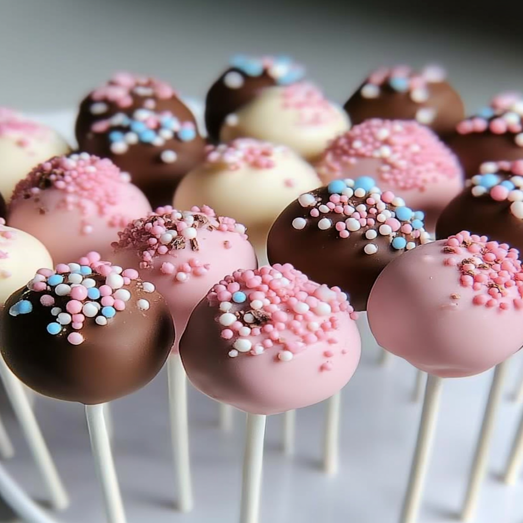 Neapolitan Cake Pops with Chocolate Dip