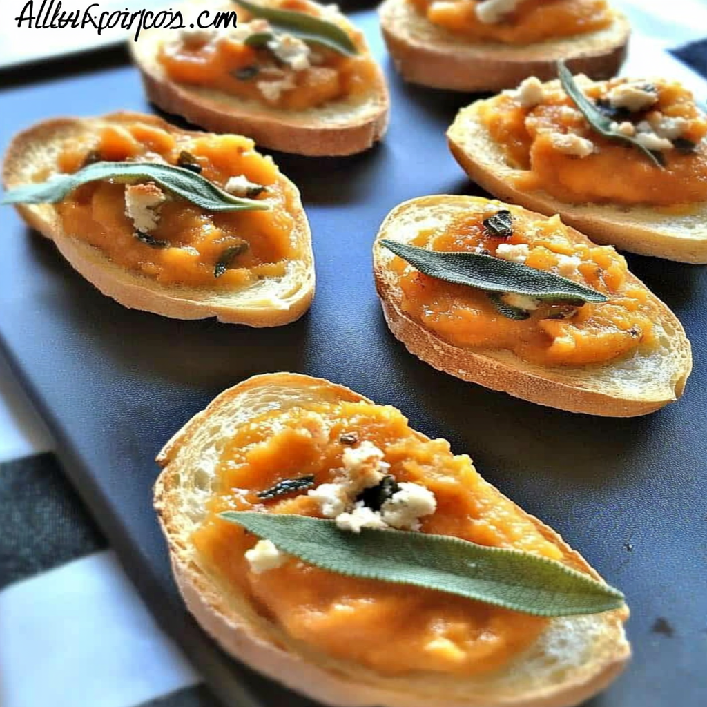 Pumpkin and Sage Bruschetta Appetizer